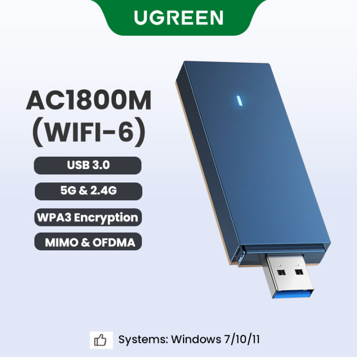 UGREEN อุปกรณ์รับสัญญาณไวไฟ AX1800 USB WiFi 6 Adapter for PC Laptop ...