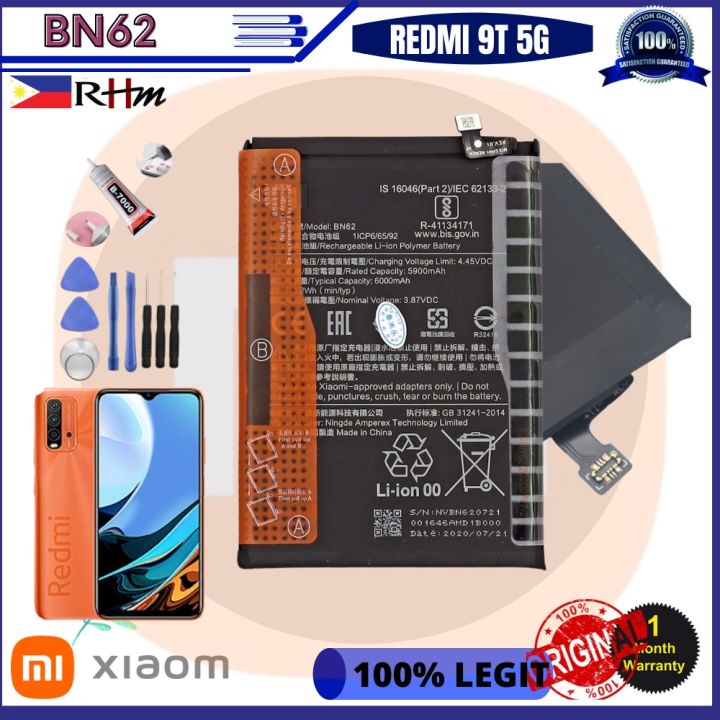 Xiaomi REDMI 9T 5G Battery Model BN62 Original Li-ion Polymer, Free ...