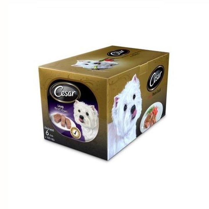 CESAR Tray Lamb 100g. อาหาร สุนัข รสเนื้อแกะ 1 กล่อง (6 ถาด) | Lazada.co.th