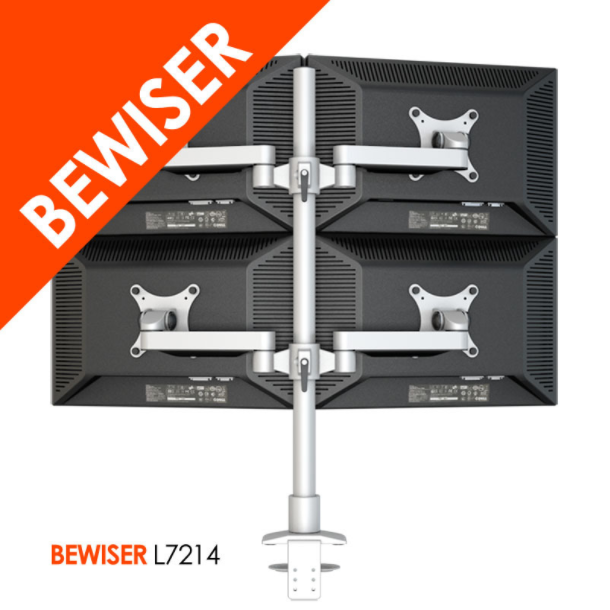 BEWISER L7214 ขาตั้งคอม 4 จอมอนิเตอร์แนวตั้ง2ชั้น VESA 15"-24" นน.จอ9kg ...