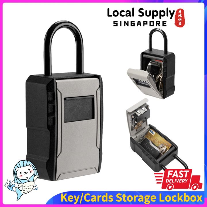 Key Storage Box with Padlock Key Hook/Wall Mounted 4 Digit Combination ...