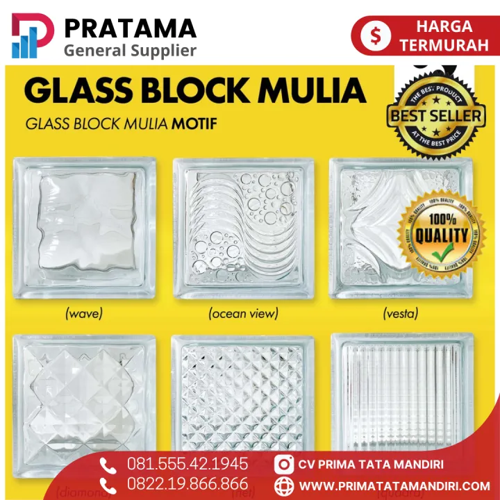 GLASS BLOCK Dinding Merk MULIA motif- Blok Kaca - Roster Kaca 9.5cm ...
