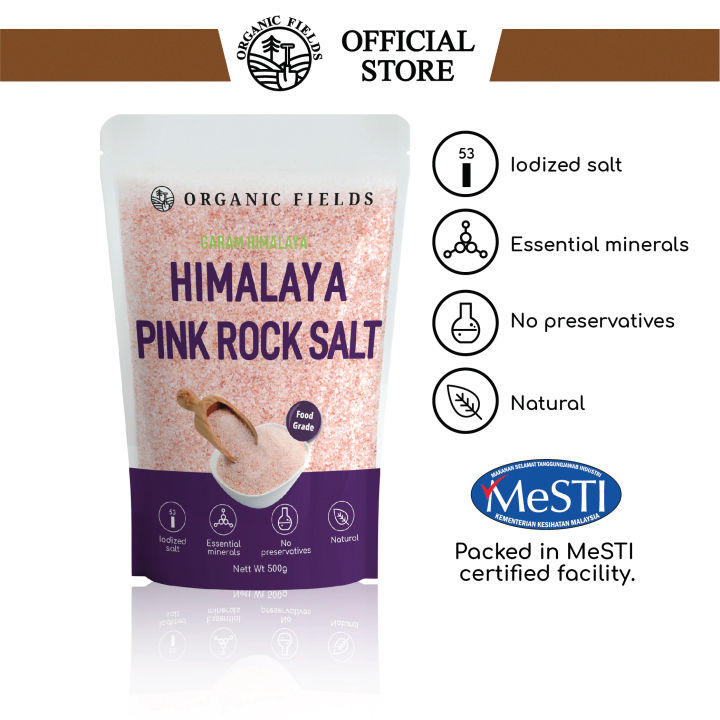 ORGANIC FIELDS Himalaya Pink Rock Salt 500gm | Lazada