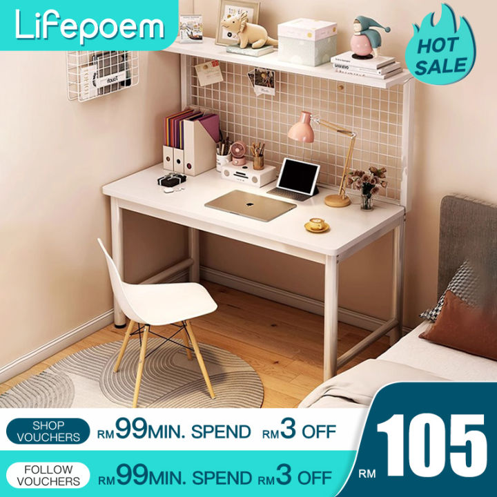 Computer Table Student Study Desk With Book Shelf Meja Belajar Study ...