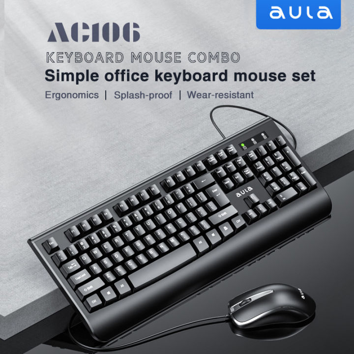 AULA AC106 Keyboard and Mouse Set 104 Key Gaming Keyboard USB Plug and ...