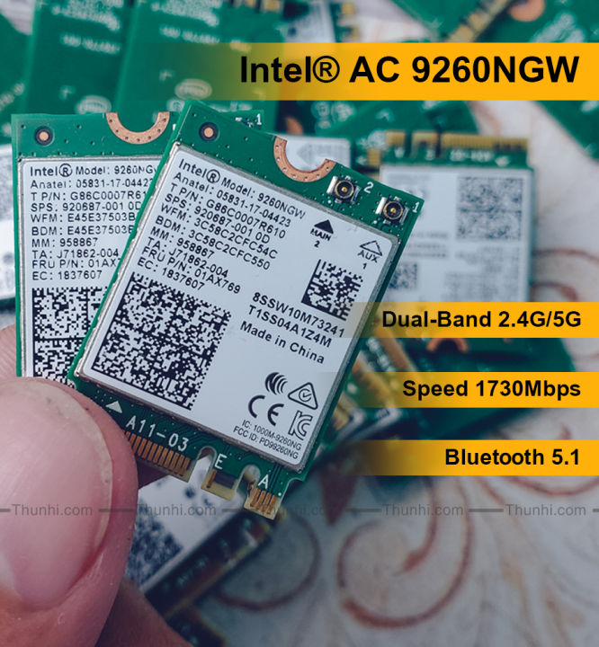 Wifi Card 2 bằng tần 2.4GHz/ 5GHz AC Intel 9260NGW speed 1730Mbps, card ...