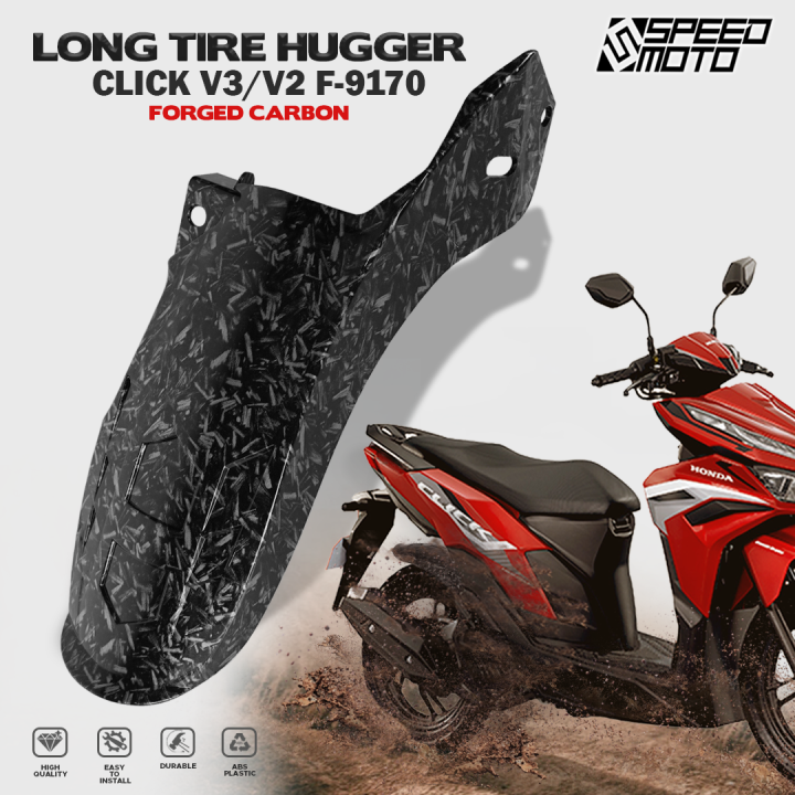 CLICK V3 CLICK V2 TIRE HUGGER LONG FORGED CARBON MATTE BLACK REAR ...