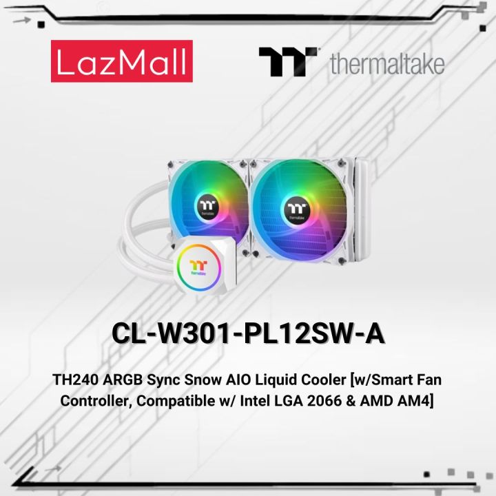 CL-W301-PL12SW-A Thermaltake TH240 ARGB Sync Snow AIO Liquid Cooler [w/Smart Fan Controller ...