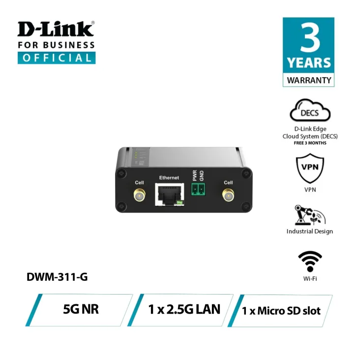 D-Link DWM-311-G 5G NR Industrial VPN Mobile Multi-Gigabit Modem (M2M ...
