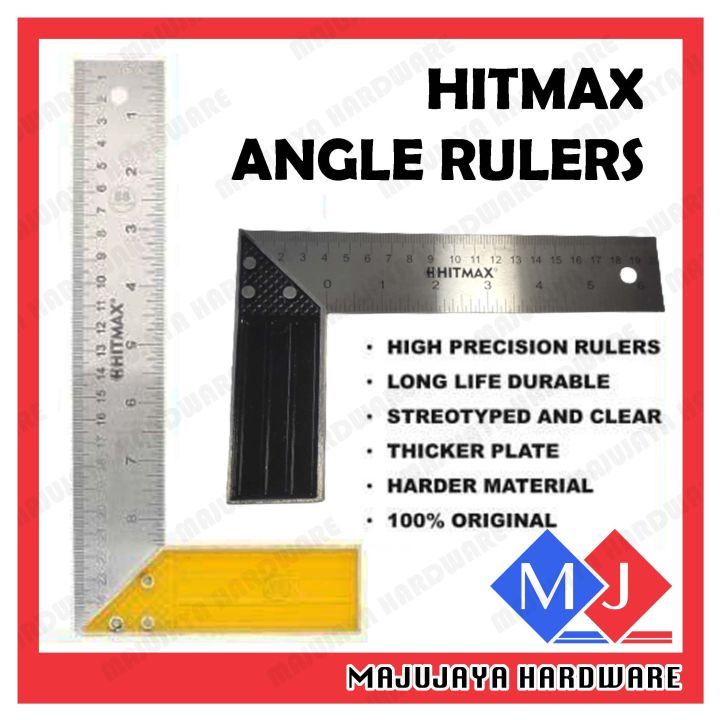 HITMAX Steel Carpenter Square Scale Ruler Try Square Pembaris Besi L ...