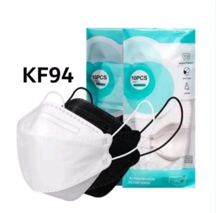 Masker KF94 Isi 10 Pcs Hitam & Putih Protection Earloop Mask Masker ...