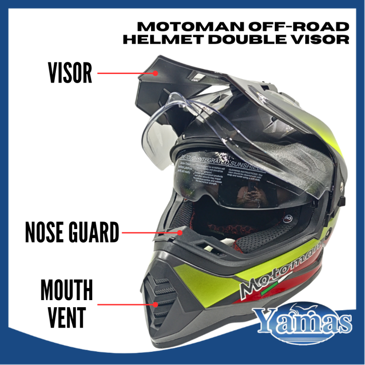 MOTOMAN OFF-ROAD DOUBLE VISOR HELMET MTM 777-2 MOTORCYCLE PROTECTIVE GEARS YAMAS | Lazada PH