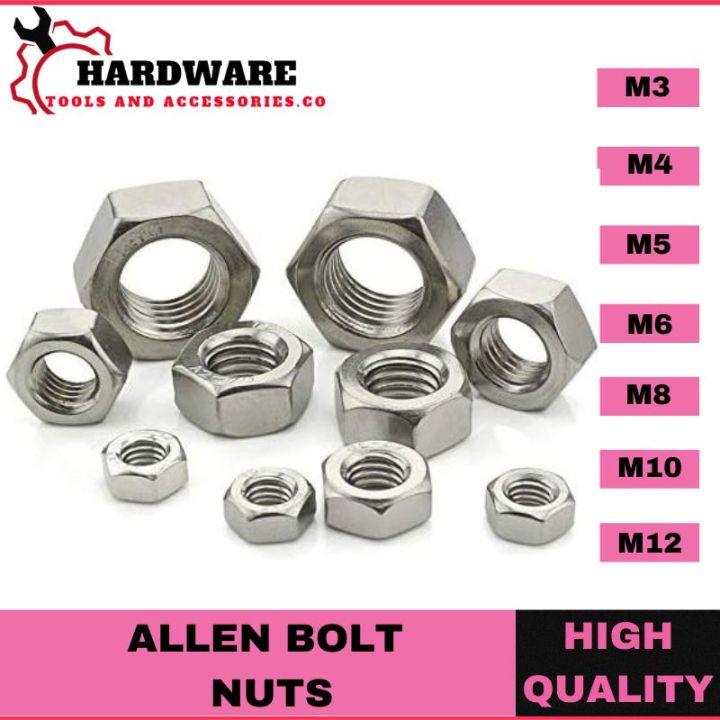 Stainless Steel Hex Nuts Hexagonal nuts Allen bolt Thread Nuts Size: M3 ...
