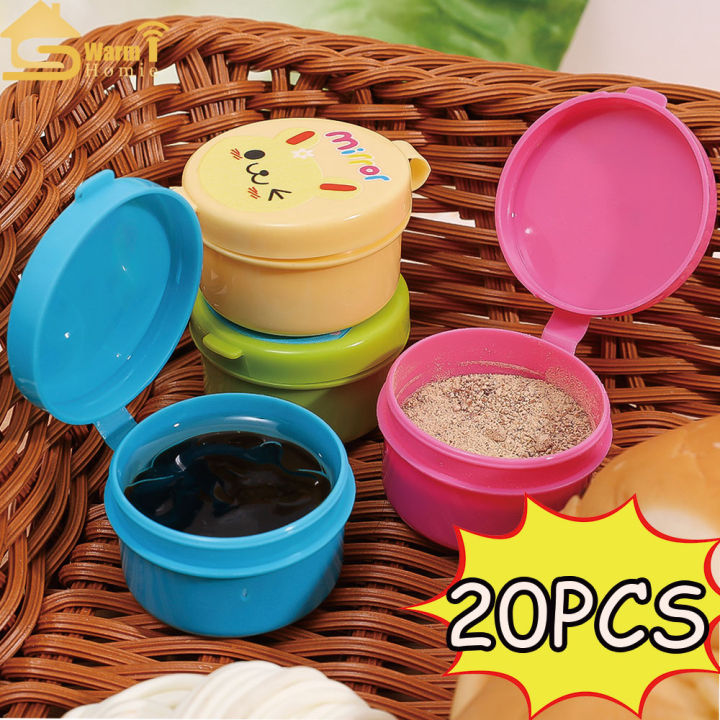 4-20PCS Portable Bento Sauce Bottle Mini Round Lid Sealed Storage Tank ...