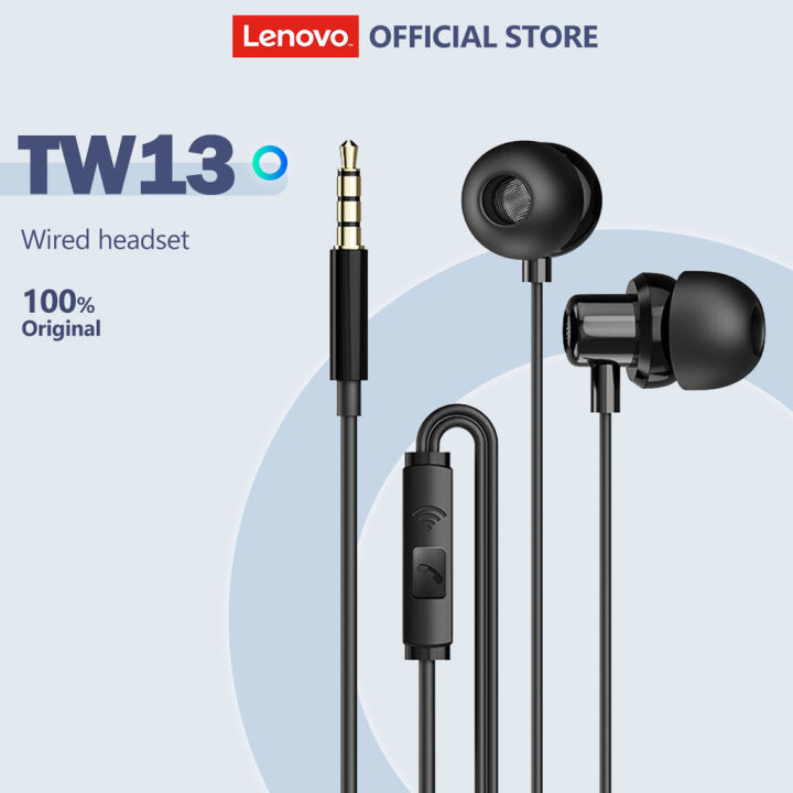 Lenovo TW13 Wired Earphone with Mic HD Stereo Sound High Bass | Lazada PH