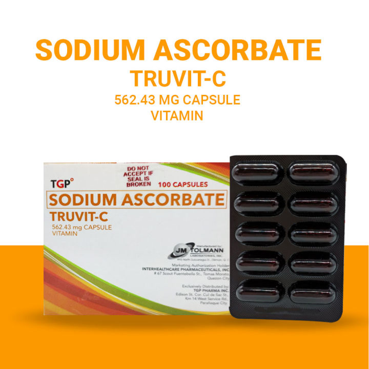 1 Box TGP TRUVIT-C Sodium Ascorbate 562.43mg Non-Acidic Vitamin C 100 ...