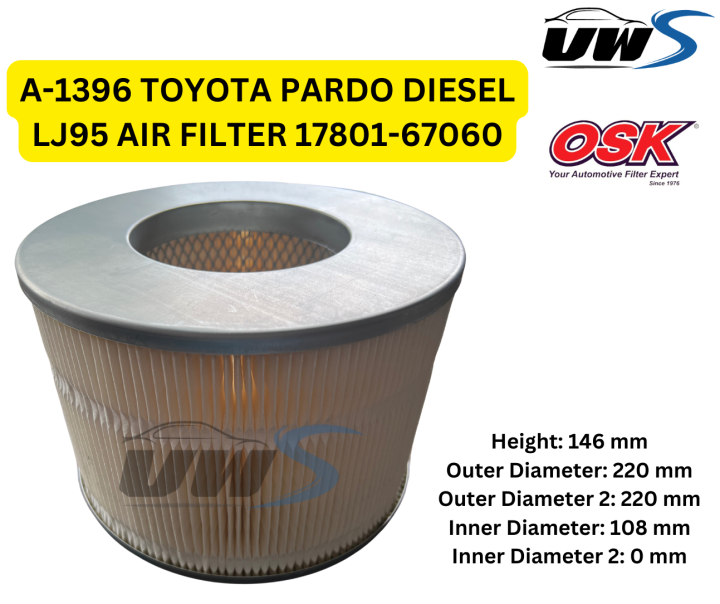 A-1396 TOYOTA PRADO DIESEL LJ95 AIR FILTER 17801-67060 | Lazada