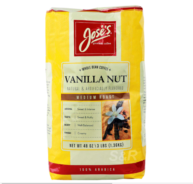 Jose's Gourmet Coffee Whole Bean Coffee Vanilla Nut Medium Roast 1.36kg ...