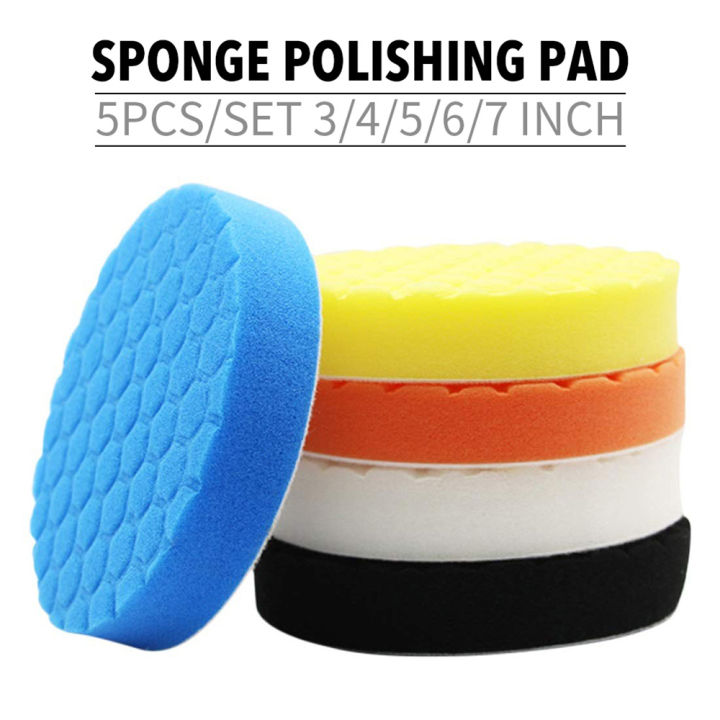 AUTOHM 5pcs 3/4/5/6/7 Inch Buffing Sponge Polishing Pad Kit For Car ...