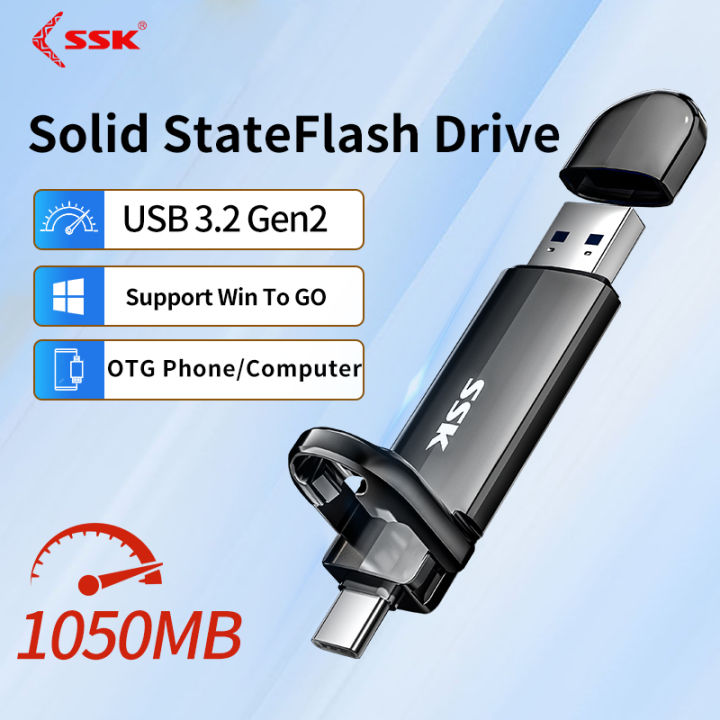 SSK 1000MB/s USB C แฟลชไดร์ฟ 512G USB C Flash Drive USB3.2 Gen2 OTG ...