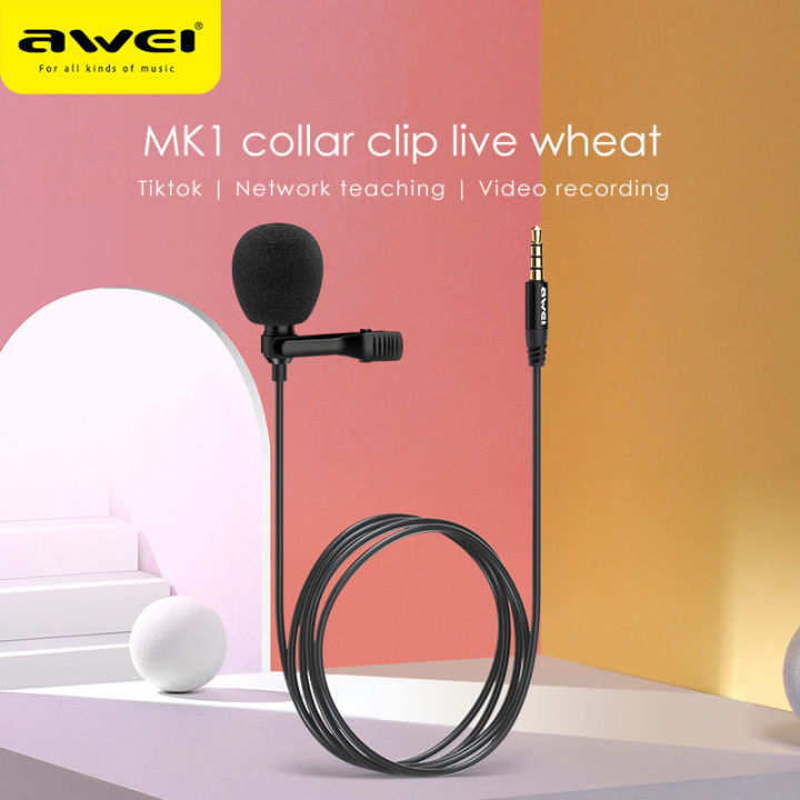 Awei MK1 Mini Microphone Youtube Micro 3.5mm Aux Jack For Vlog Record ...