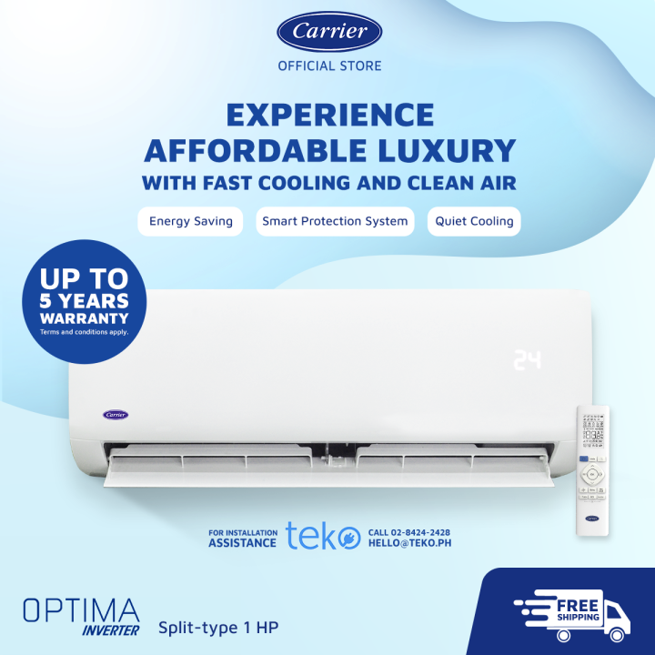 Carrier Optima Inverter Split Type Highwall Air Conditioner 1HP | Lazada PH