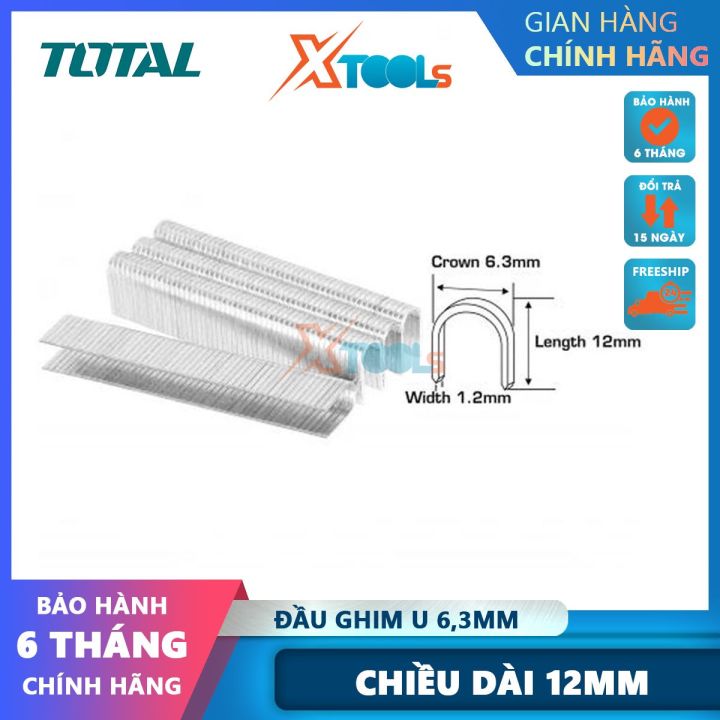hộp đinh ghim bấm gỗ chữ U 12mm Total 1000cái/ hộp đầu ghim 6,3mm bản 1 ...