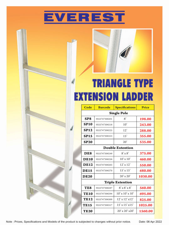 Heavy Duty Double Extension Ladder~10'X10'(FEET)/ SINGLE POLE LADDER ...