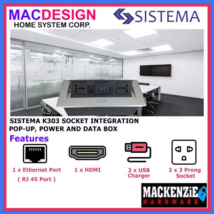 SISTEMA K303 SOCKET INTEGRATION POP UP POWER AND DATA BOX MACDESIGN HOME (OFFICIAL SELLER ...
