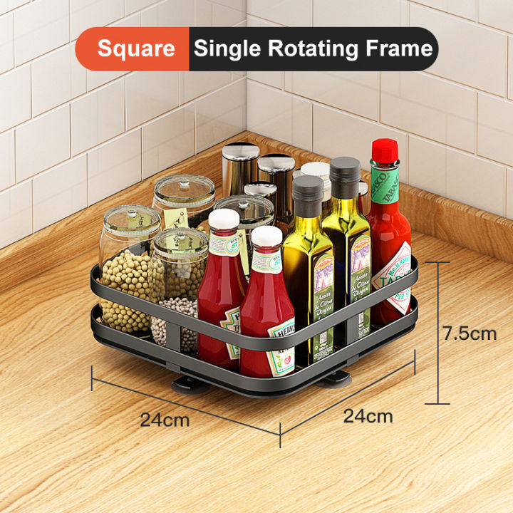 kokepope Metal Kitchen Rotating Condiment Storage Rack Bathroom ...