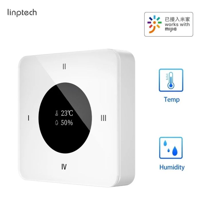 Linptech Smart Wireless Switch KS1 Pro Glass Screen Temperature Humidity Sensor Smart Linkage ...