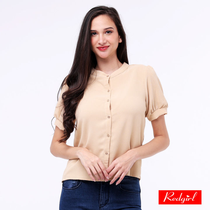 Red Girl Short Slvs Chinese Collar Blouse RSLT04-0759 | Lazada PH