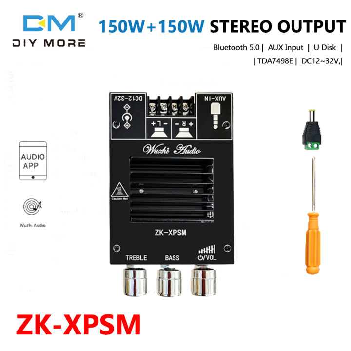 diymore ZK-XPSM 150WX2 High and Bass Adjustment Bluetooth Audio Power ...