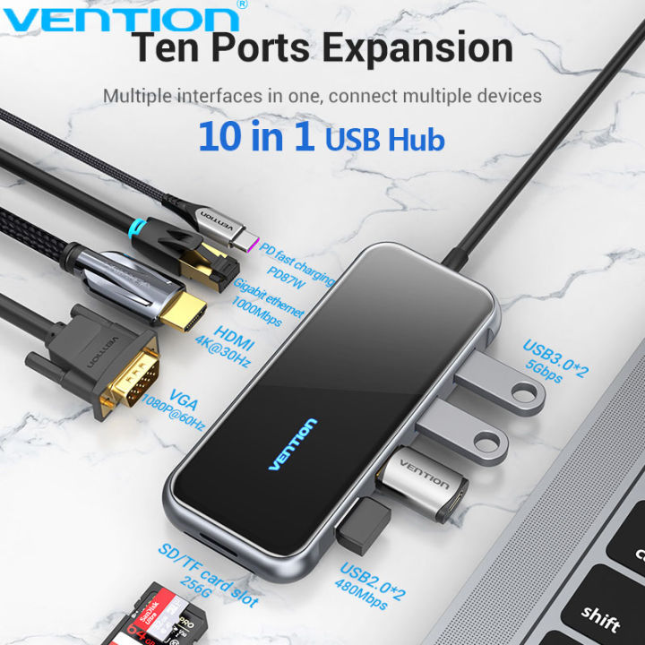 Vention 10 in 1 USB Type C HUB HDMI Adapter Docking Station High Speed ...