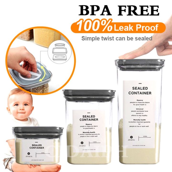 Twist Lock Milk Storage Container Food Canister Leakproof Sealed Jar ...