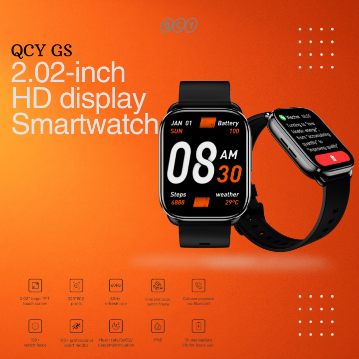 QCY 2.02-inch HD display GS Smartwatch | Lazada Indonesia
