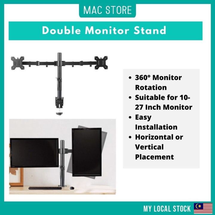 [Ready Stock] Double Monitor Clamp Monitor Mount Adjustable Double Dual ...