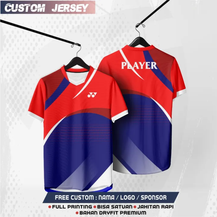 Jersi Badminton Malaysia percuma nama adat Trend panas baju t shirt lelaki uniseks sepenuhnya ...