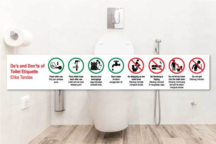 Etika Tandas Toilet Sign Toilet Sticker Board Do's and Don'ts of Toilet ...