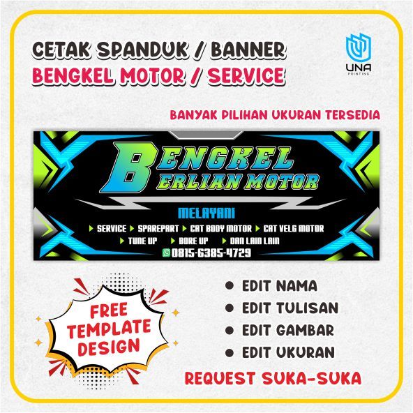 Cetak Spanduk / Banner Bengkel Motor Service Motor Custom | Lazada ...