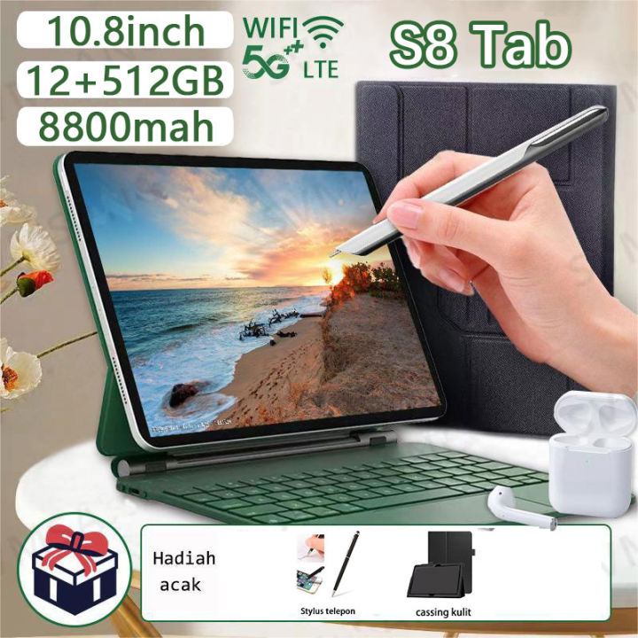 Original tablet S8 Tab Free Tablet Case 12GB RAM+512GB ROM 4K Full Screen WiFi GalaxyTab S8 ...