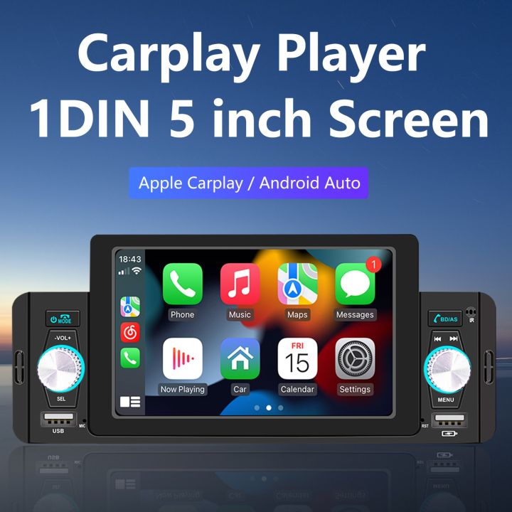 Seicane Carplay 1 din radio with 5 inch touch Screen MP5 FM Bluetooth ...