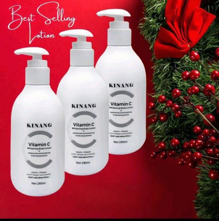 (3PCS)KINANG WHITENING BODY LOTION 280ML LIGHT EMULSION CONTAINS VIT. C ...