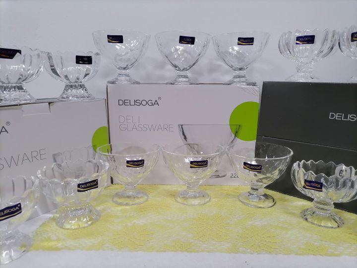 Delisoga Deli Glassware Small Transparent Ice Cream Cup Glass Set 6pcs ...