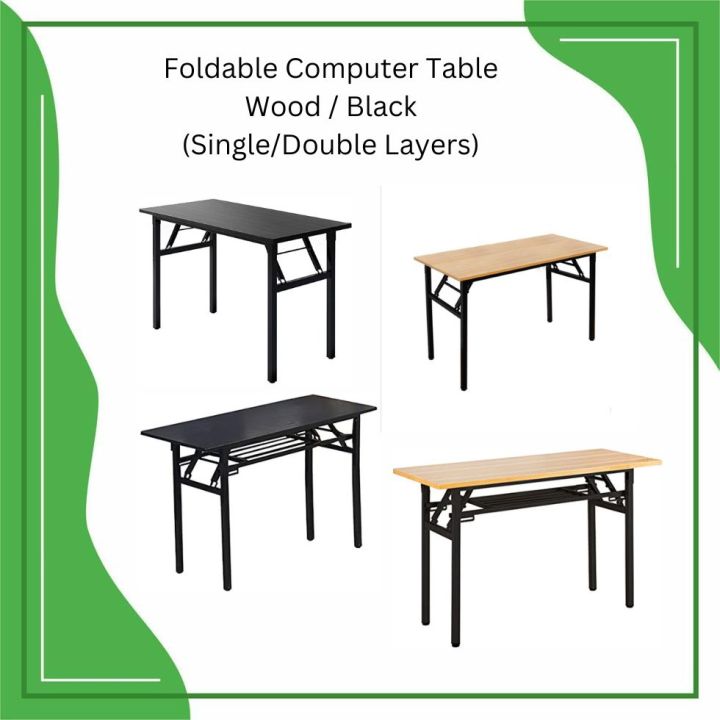2 Layer/1 Layer Foldable Desk Dining Computer Study Office Desk wooden ...