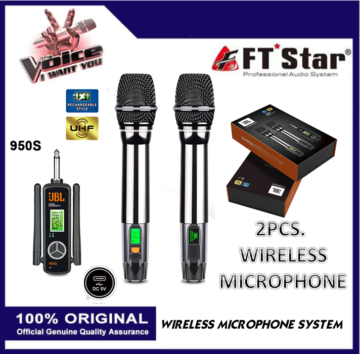 950S 2 CHANNEL UNIVERSAL WIRELESS MICROPHONE "UHF" | Lazada PH
