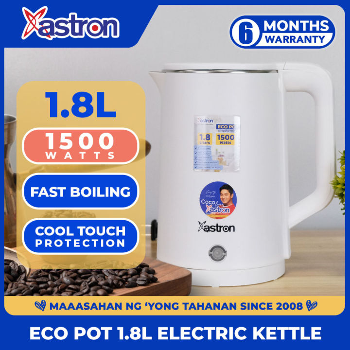 Astron Eco Pot 1.8L Electric Kettle (Matte White) | Cool Touch ...