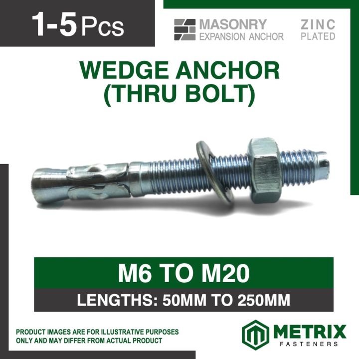 COD 1-5pc Wedge Anchor Masonry Expansion Stud Anchor Thru Bolt ( M6 M8 ...