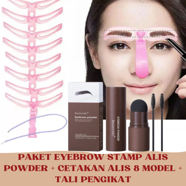 PAKET EYEBROW STAMP ALIS POWDER + CETAKAN ALIS 8 IN 1 DENGAN TALI ...