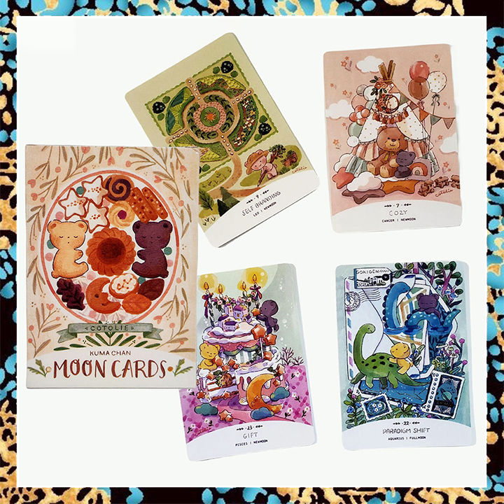KumaChan Moon Cards | Size 10.3x7cm | 24 Sheets Oracle Tarot Cards ...